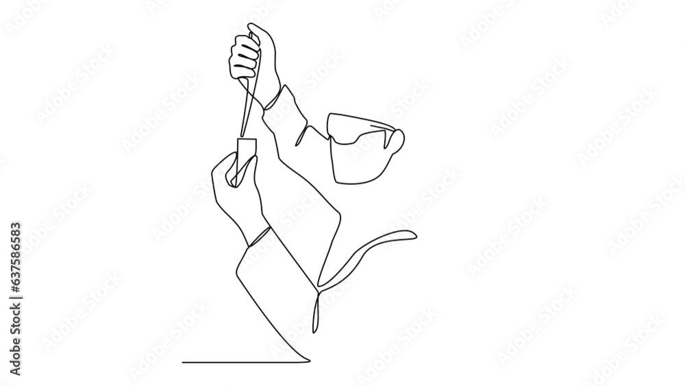 Animated self drawing of scientist do research in the laboratory with ...