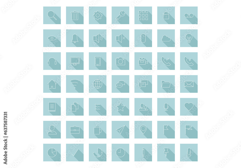 Vector set of modern simple thin icons with long shadow. Design ...