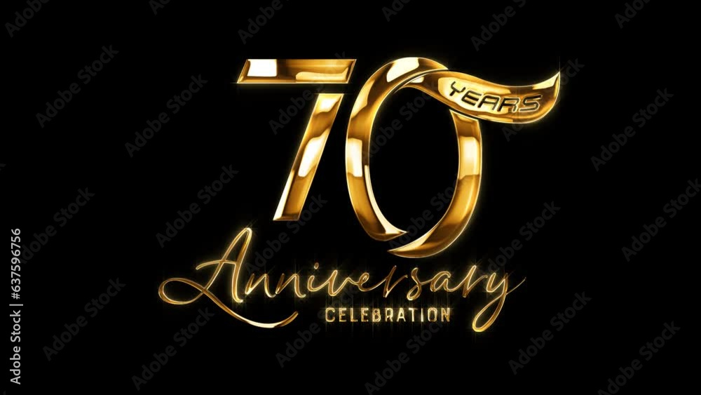 Happy 70th Anniversary Greetings with Luxury Gold Text Transparent ...