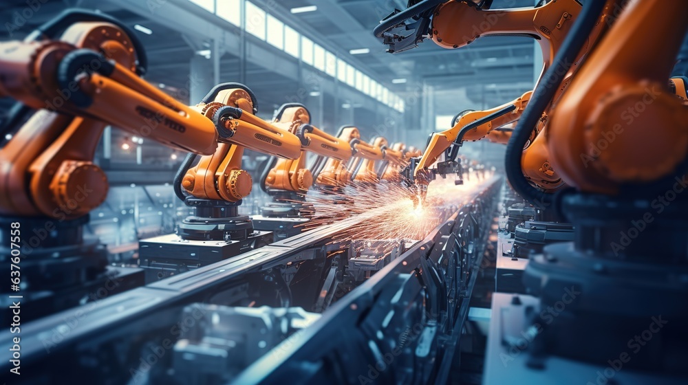 Smart industry robot arms for digital factory production technology ...