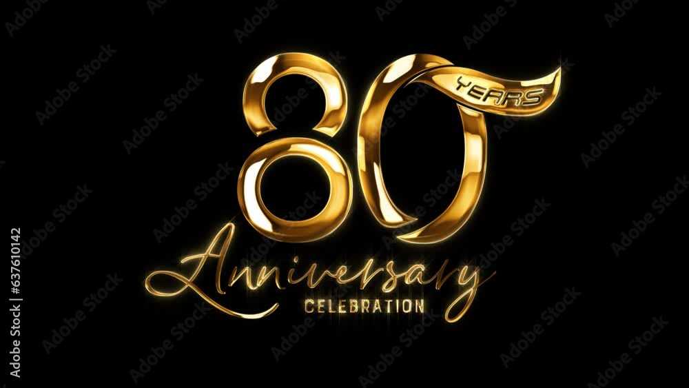 Happy Anniversary 80 Years Celebration Greeting Text Luxury Gold on ...