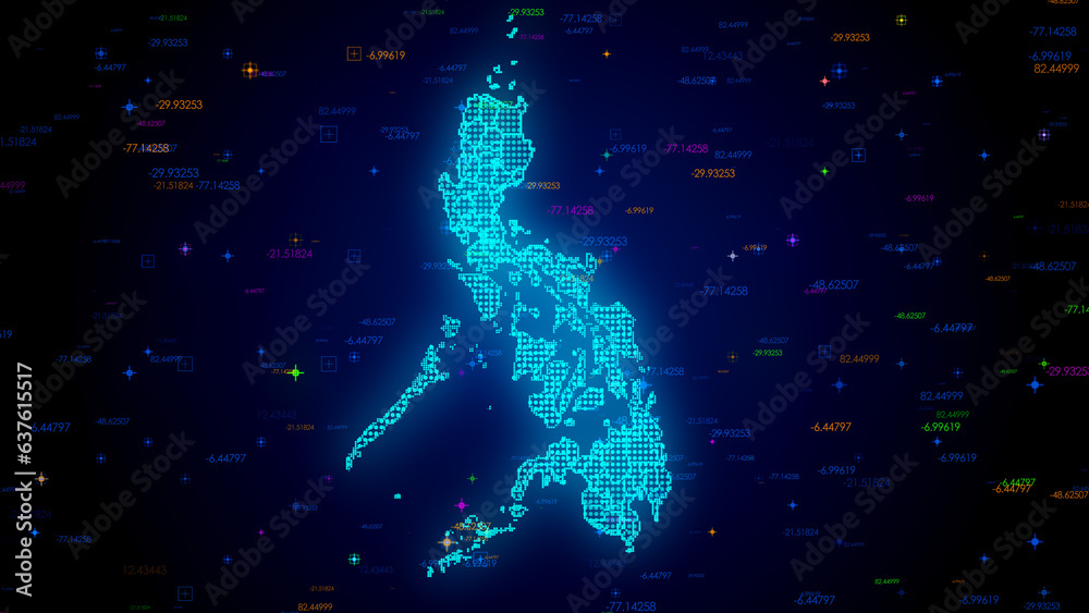 Futuristic Blue Colorful Shiny Digital Technology Hud Dots Mosaic Grid ...