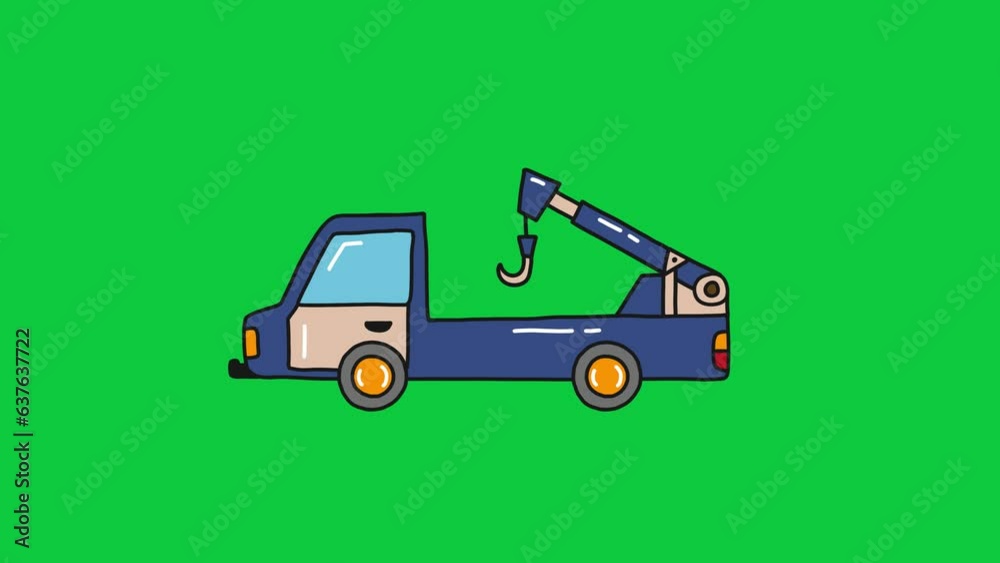 Cartoon Truck Car Animation Start Engine Running Wheel Rotation Green ...