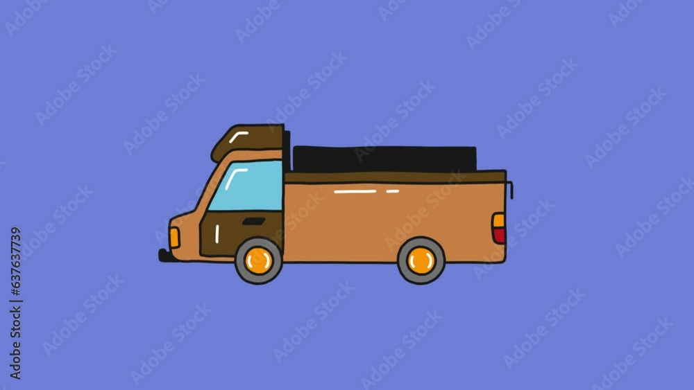 Cartoon Truck Car Animation Start Engine Running Wheel Rotation, Cute ...