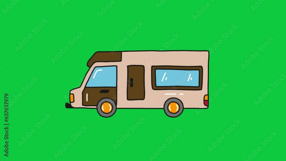 Cartoon Truck Car Animation Start Engine Running Wheel Rotation Green ...