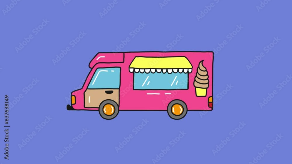 Cartoon Truck Car Animation Start Engine Running Wheel Rotation, Cute ...