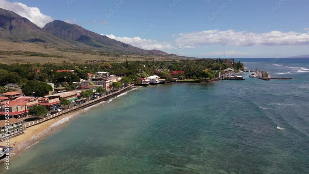 LAHAINA, MAUI, HAWAII - 2023 - Very good aerial over the coast at ...