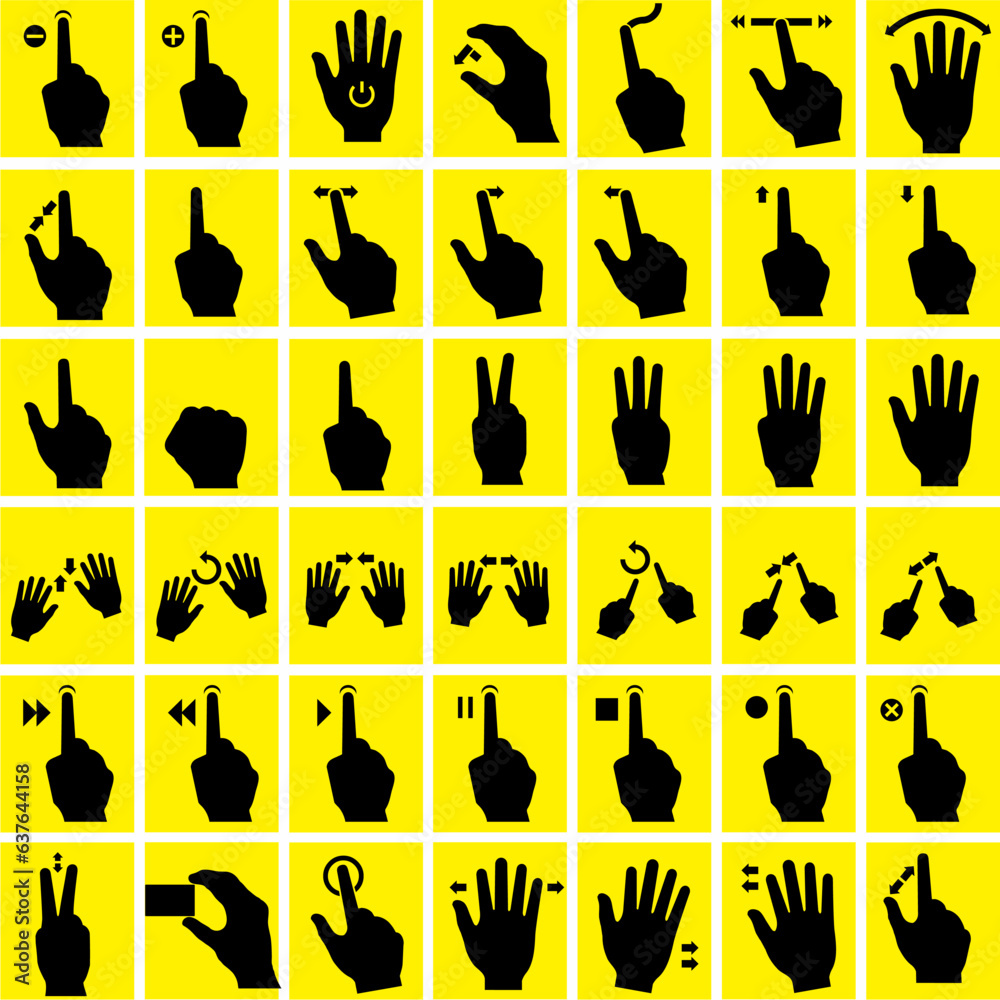 All hand emojis stickers. Hand emoticons vector illustration symbols ...