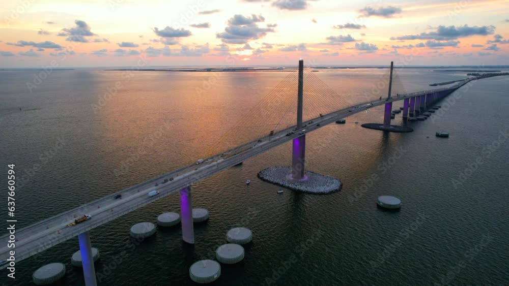 Sunshine Skyway Bridge spanning the Lower Tampa Bay and connecting ...