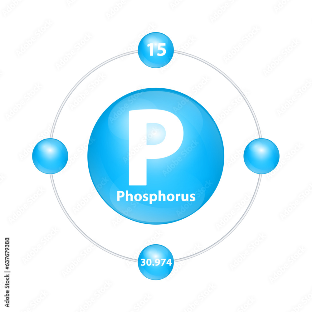Phosphorus (P) Icon structure chemical element round shape circle light ...