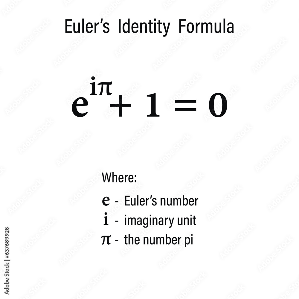 Euler’s Identity Formula on the white background. Education. Science ...