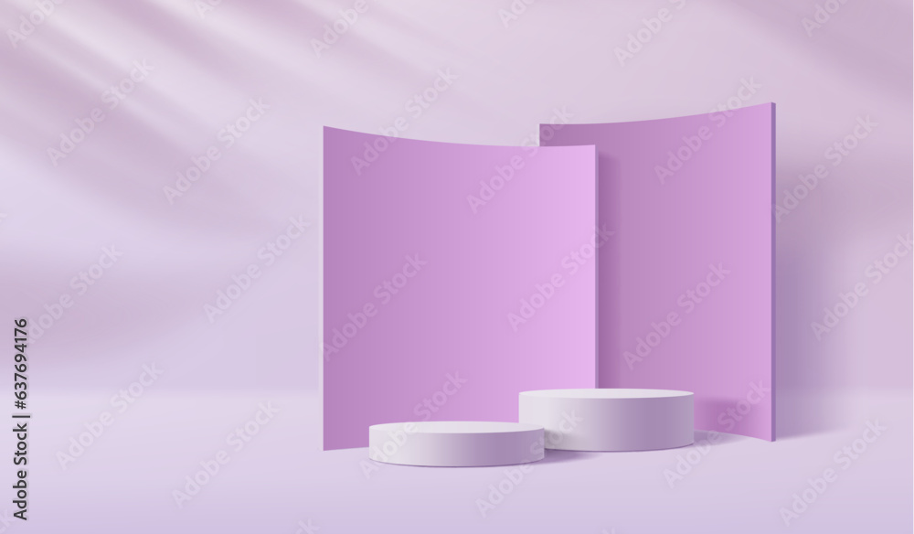 Purple cosmetics podium with wall and shadows. Realistic 3d vector ...