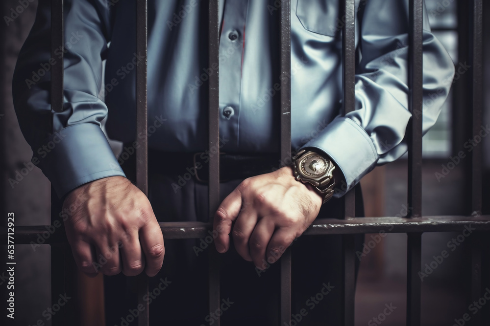 A prison guard guards prisoners in the cells of a maximum security ...
