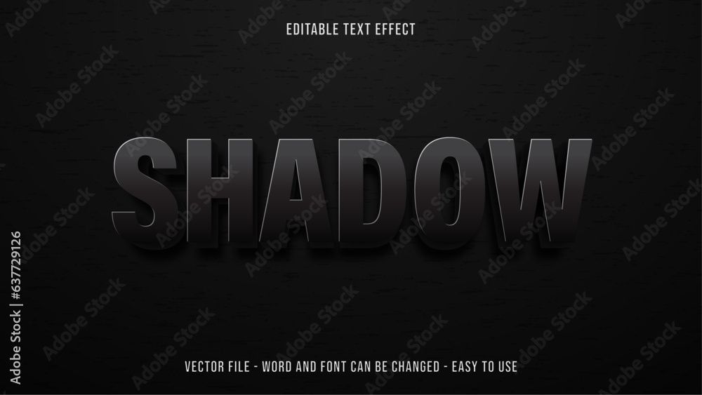 Editable text effect black shadow mock up Stock Vector | Adobe Stock