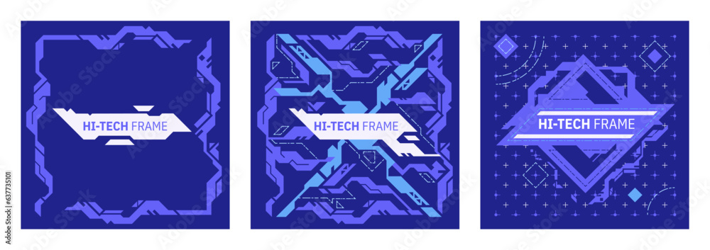 Futuristic hi-tech badge, frame or border. Futuristic HUD. Modern ...