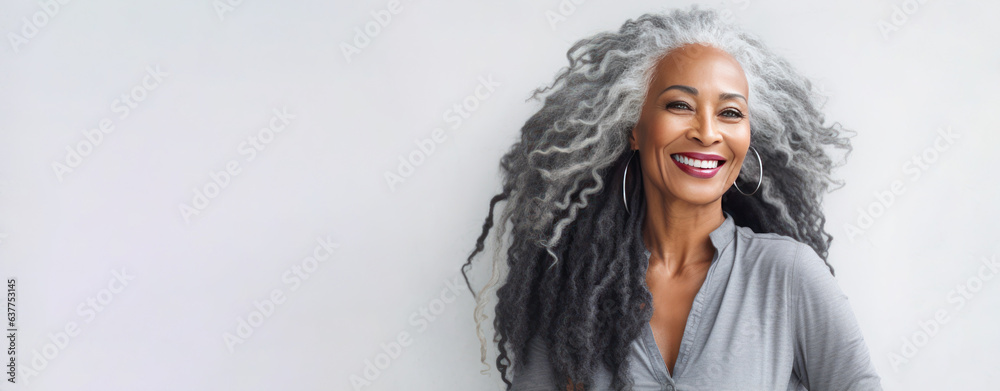 Beautiful black woman with smooth healthy face skin. Gorgeous aging ...