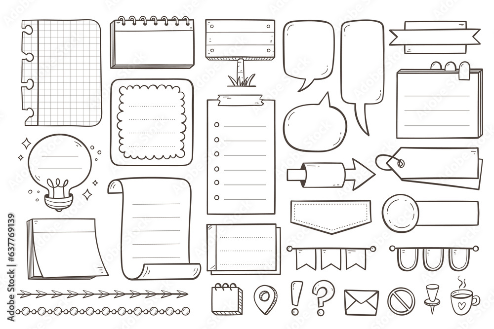 Doodle Items for Planners and Diaries. Set 4 of 4 Stock Vector | Adobe ...