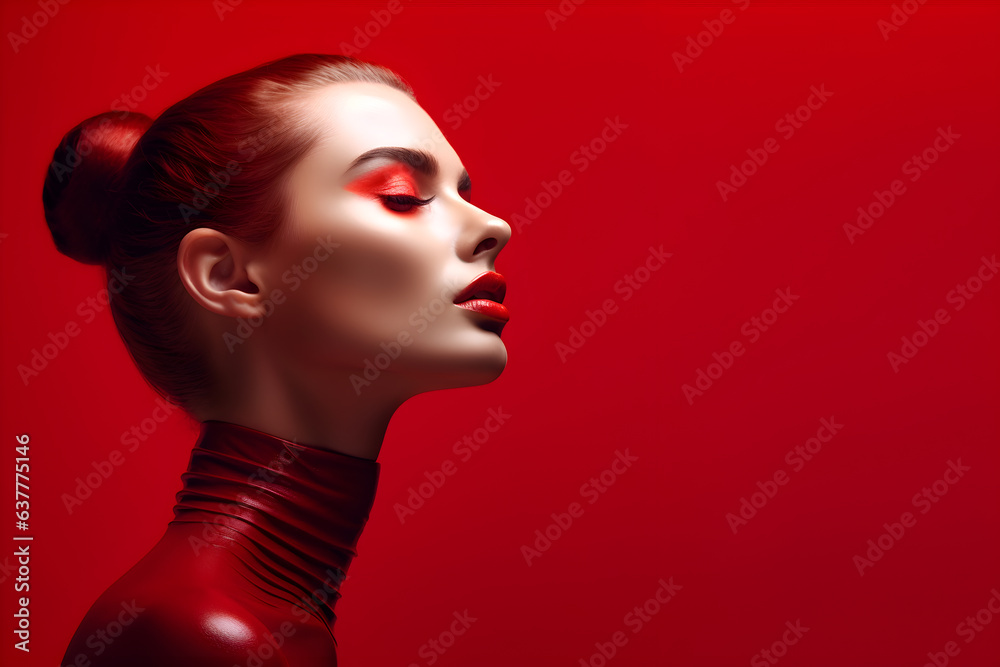 Fashion editorial Concept. Closeup portrait of stunning pretty woman ...