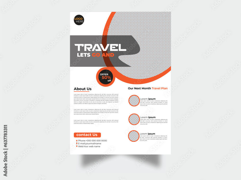 Travel poster or flyer pamphlet brochure design layout space for photo ...