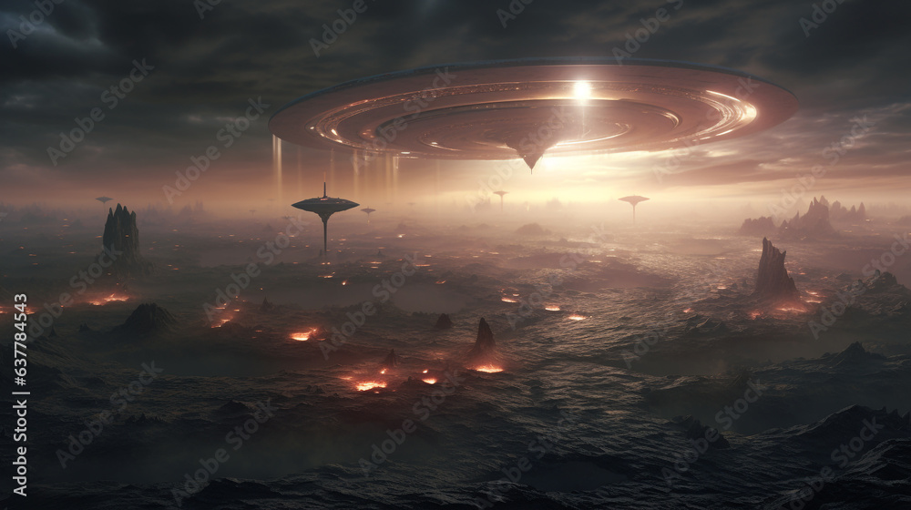 Alien invasion on Earth, giant UFO spaceships, extraterrestrial ...