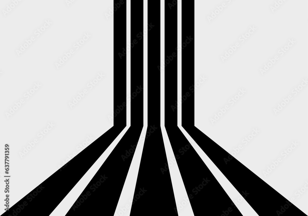 Black retro stripes in a perspective. Vintage lines background. Sixties ...