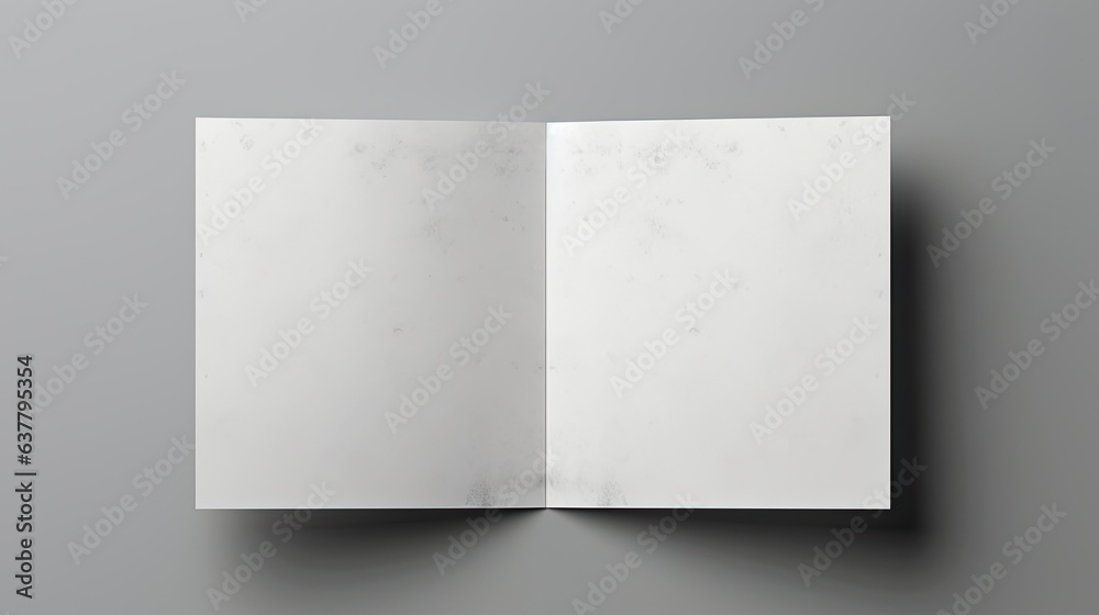 Top view mock up of open and closed brochures on a grey background for ...