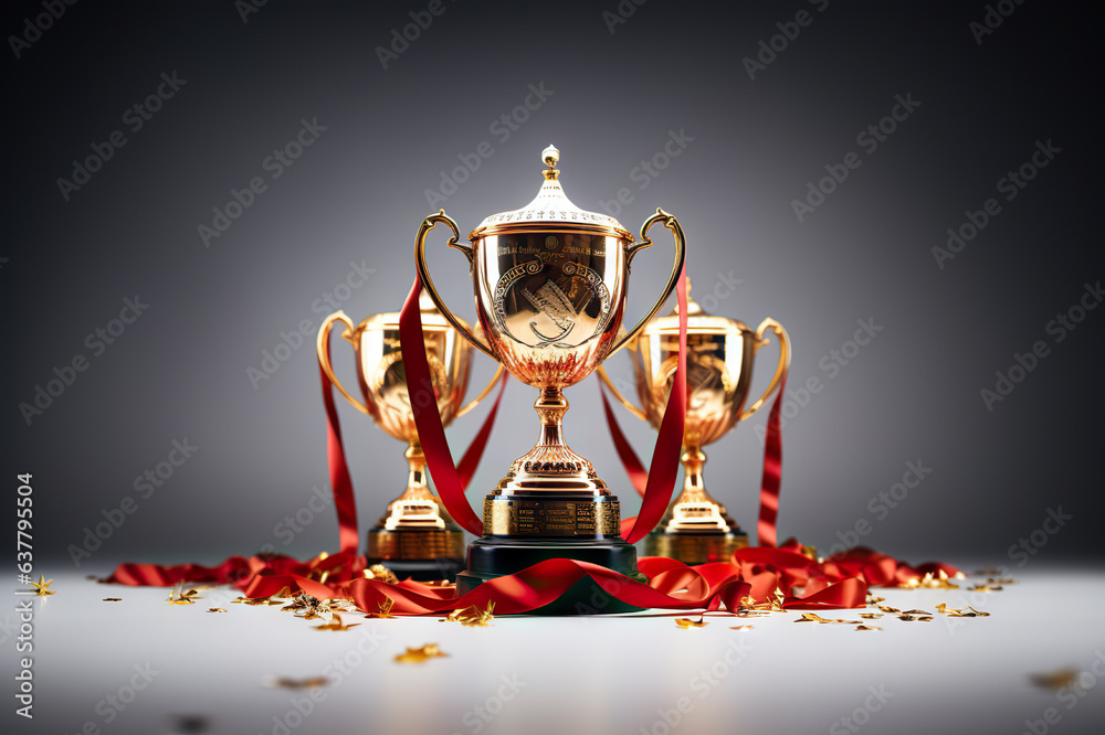 Triumphant Victory Shiny Golden and Silver Championship Trophy with ...