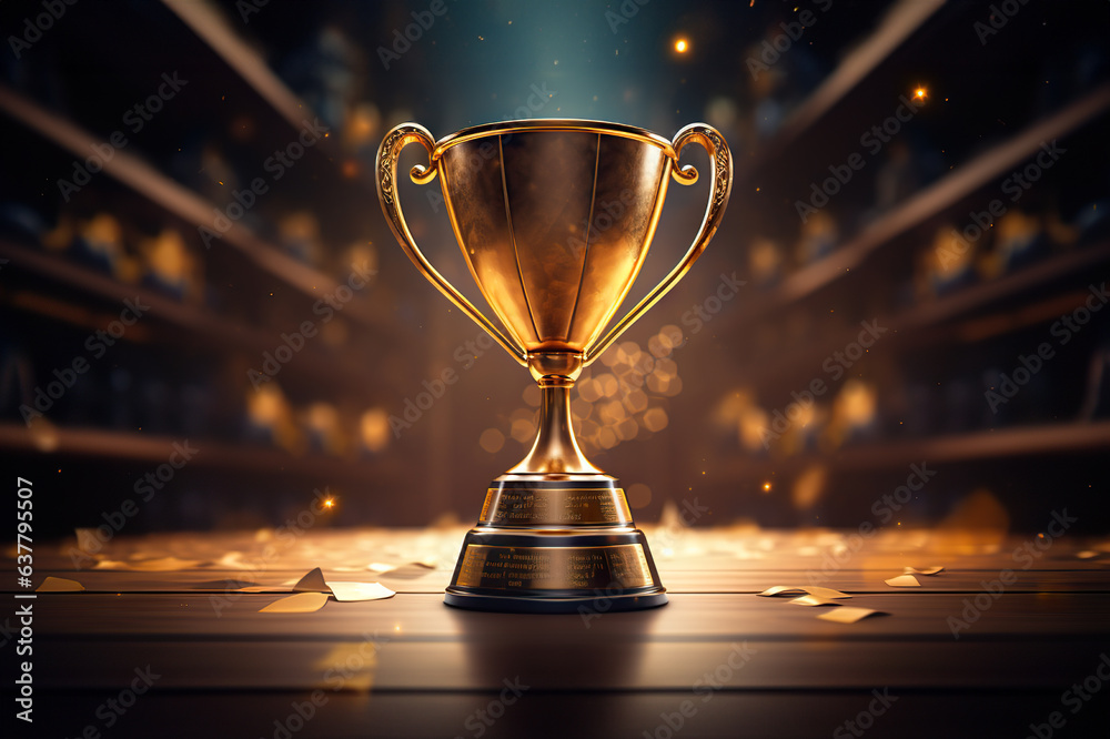 Triumphant Victory Shiny Golden and Silver Championship Trophy with ...