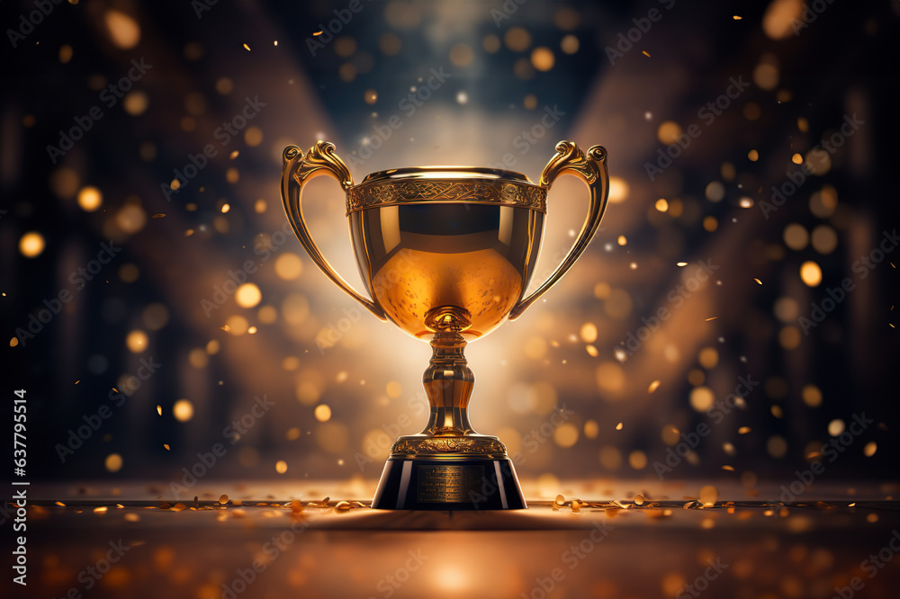 Triumphant Victory Shiny Golden and Silver Championship Trophy with ...