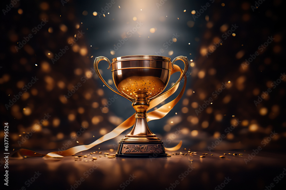 Triumphant Victory Shiny Golden and Silver Championship Trophy with ...