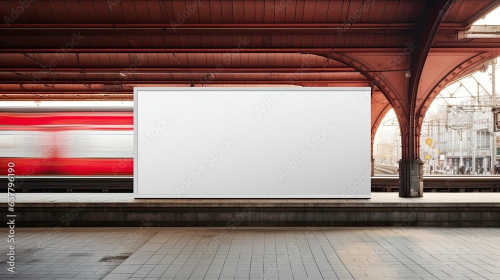 Billboard on Railway Platform Background with High Speed Rail Mockup ...