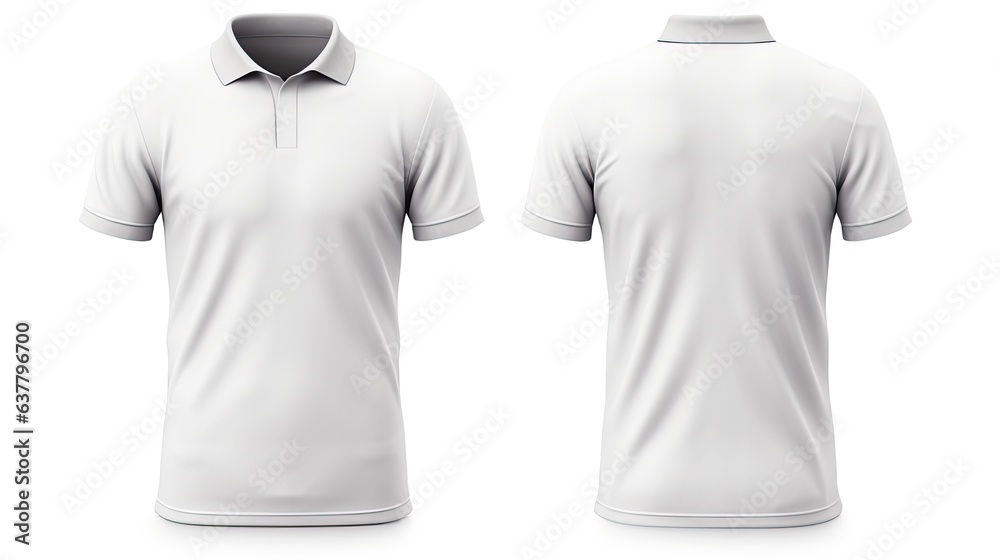 Front and back view of a plain collared shirt template isolated on ...