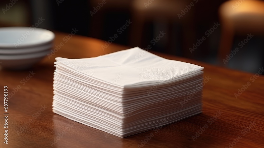 Stack of paper napkins with empty space for logo or design . Mockup ...
