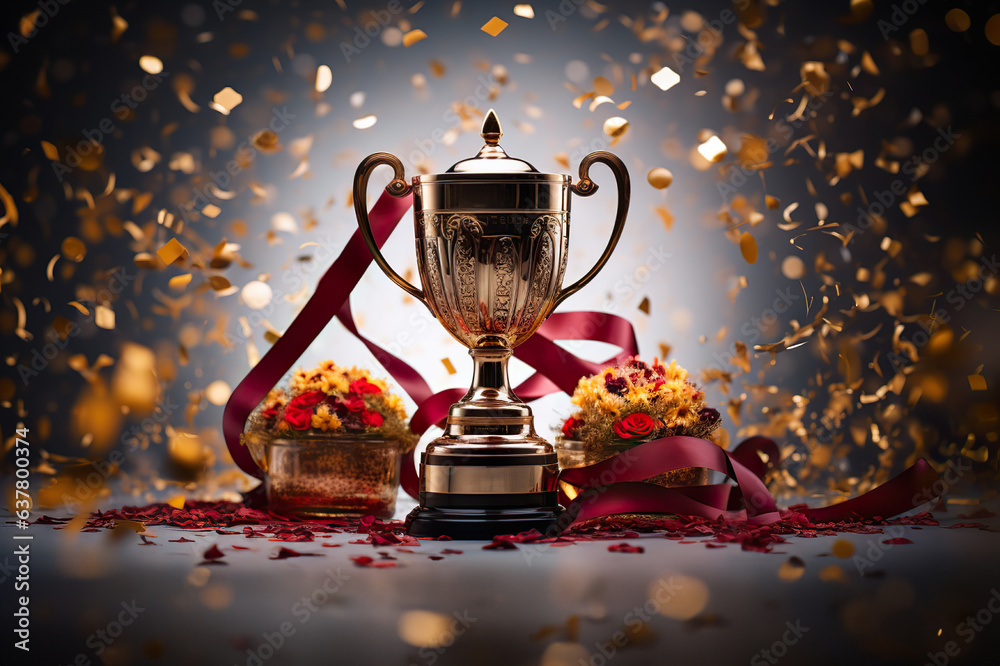 Glittering Championship Cup and Winner Trophy in Shiny Golden and ...