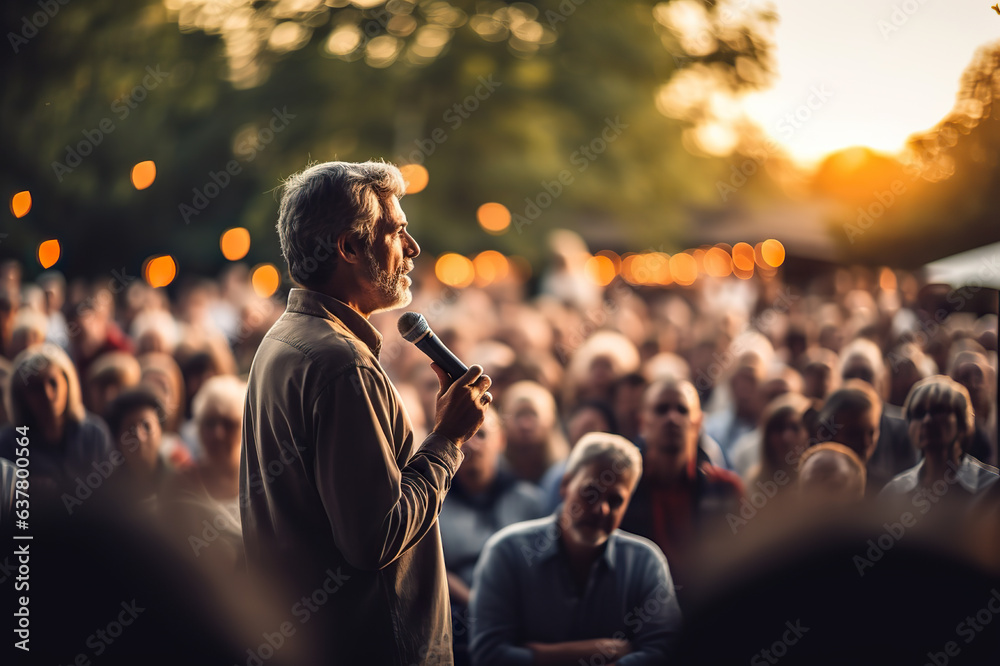 Empowering Voices Activist Delivering a Passionate Speech Among ...