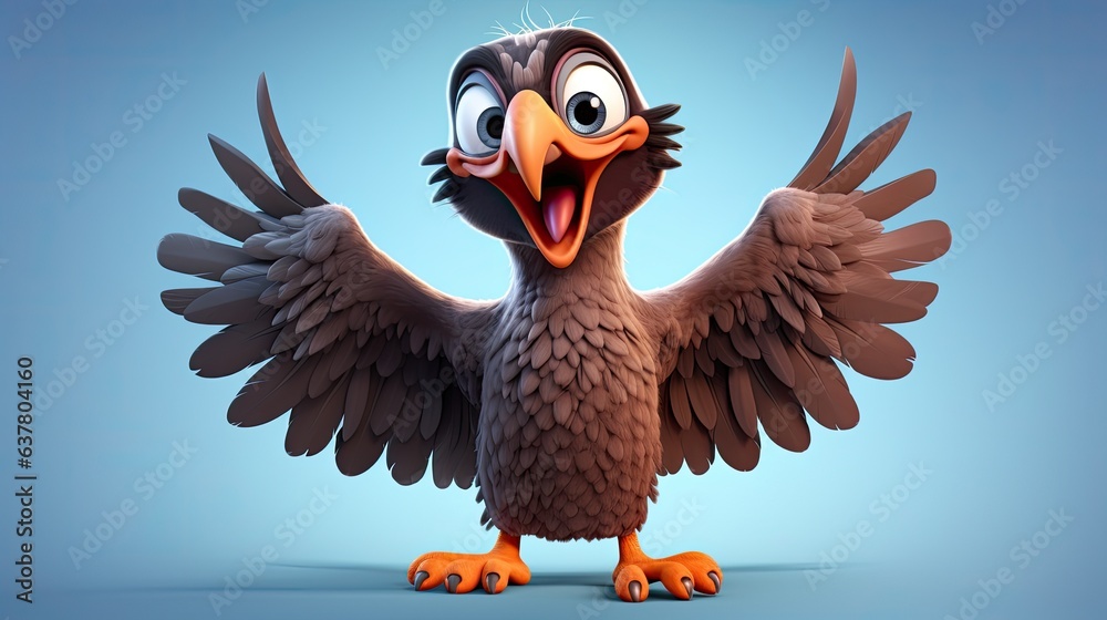 Cute 3D cartoon vulture character. Stock Illustration | Adobe Stock