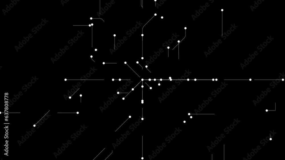 Vidéo Stock Animation of white dots and lines spreading over black ...