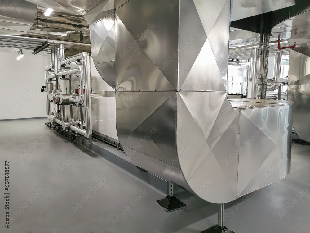 Industrial system with stainless steel ducts, forced ventilation of ...