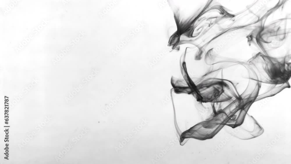 Black ink abstract background artistic flow splatter spots spills white ...