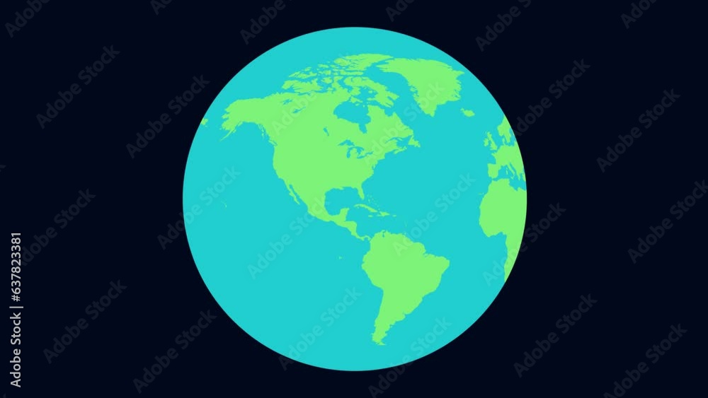 Rotating globe map animation with green and blue cyber hacker globe ...