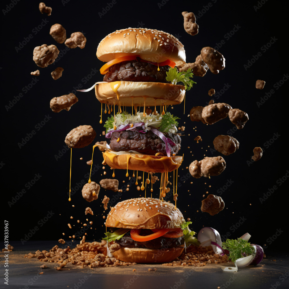 Floating burger Distance between all Ingredients each other, envision ...