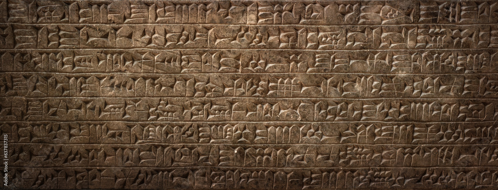 Ancient cuneiform Sumerian text. Historical background on the theme of ...