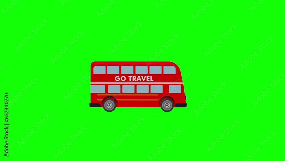 Double decker bus moving 2d animation loop in 4K UHD 3840x2160 vídeo de ...