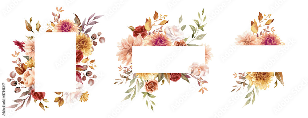 Autumn floral frame PNG. Fall wreath. Rusty flowers border. Terracotta ...