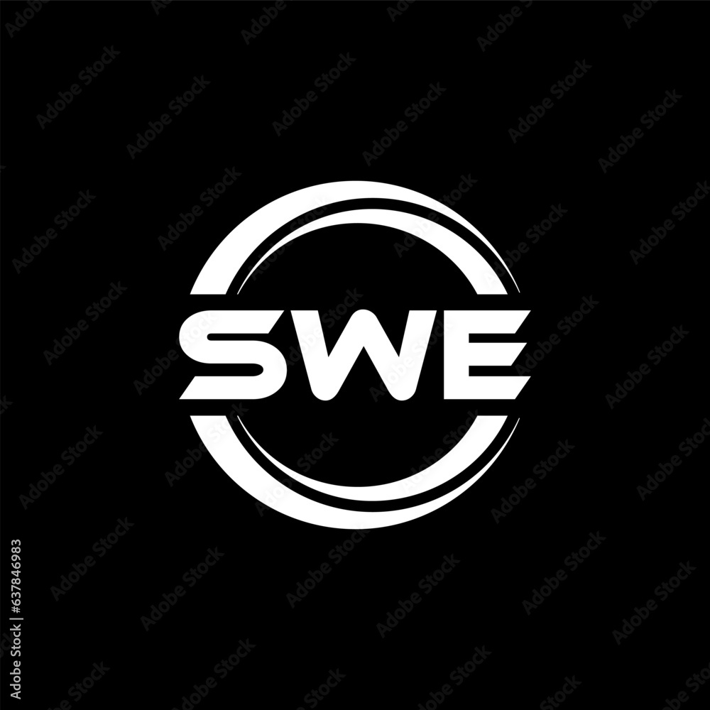 SWE letter logo design with black background in illustrator, vector ...