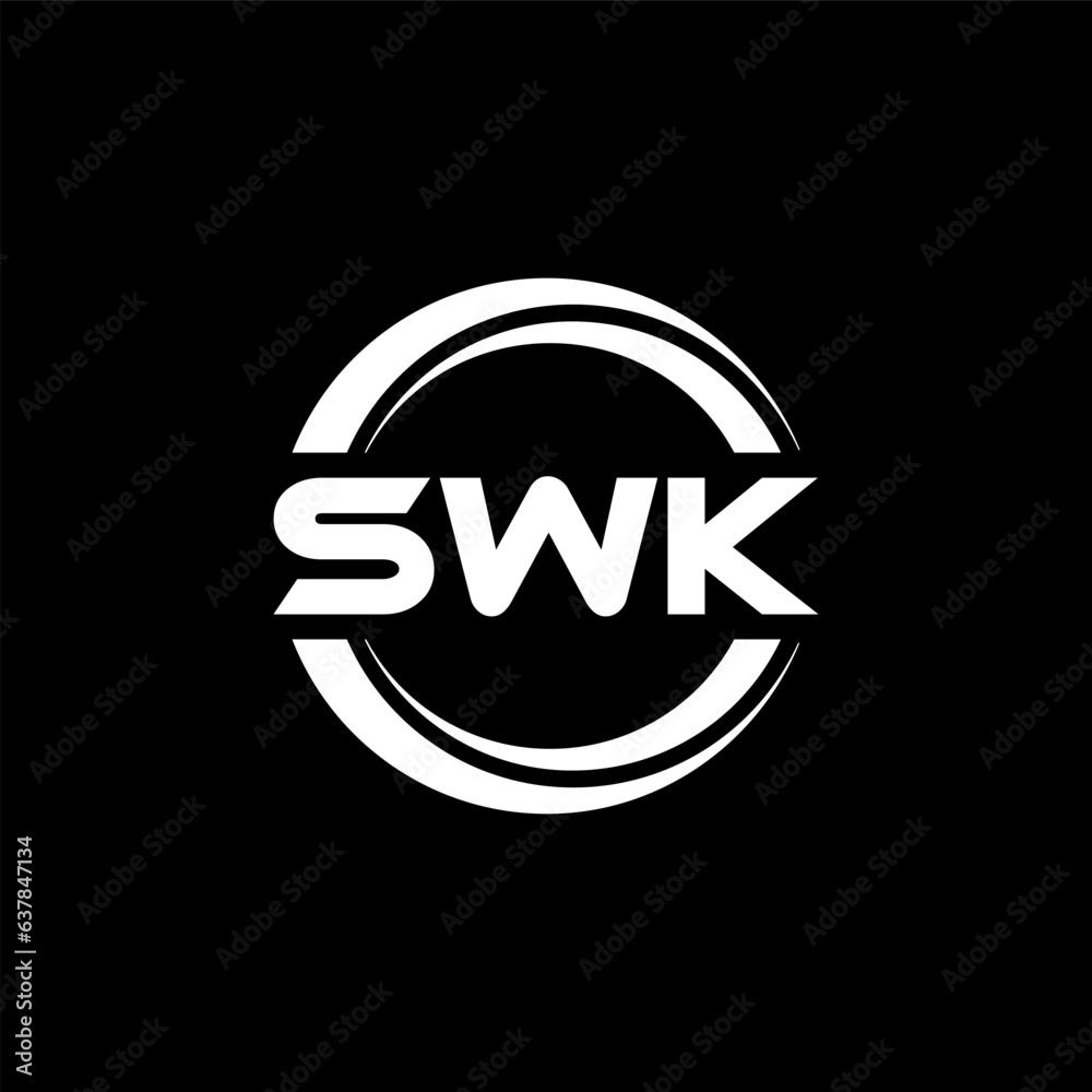 SWK letter logo design with black background in illustrator, vector ...