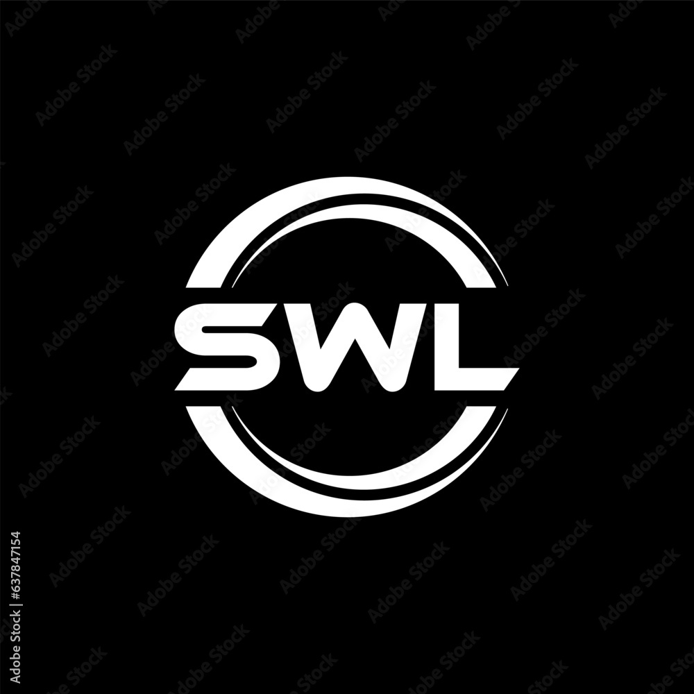 SWL letter logo design with black background in illustrator, vector ...