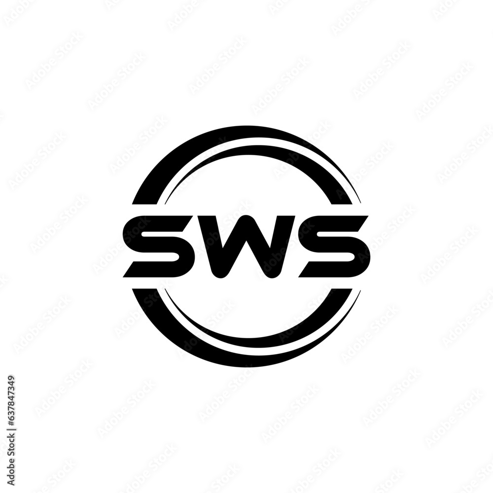 SWS letter logo design with white background in illustrator, vector ...