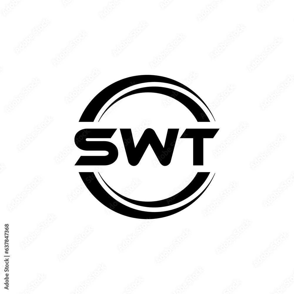 SWT letter logo design with white background in illustrator, vector ...