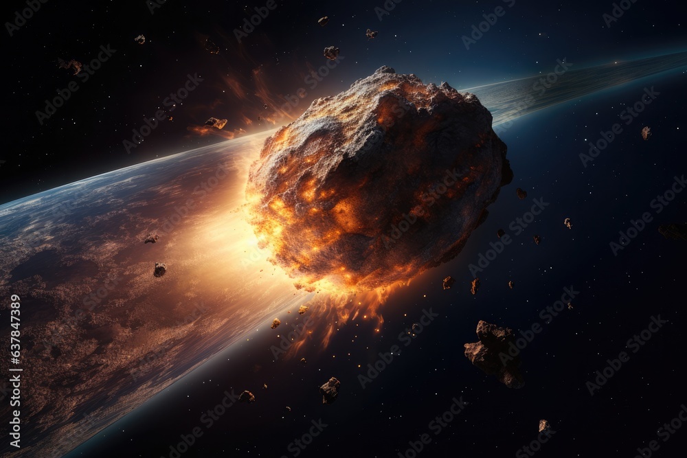 Meteor glowing as it enters the Earth's atmosphere, ultra realistic ...